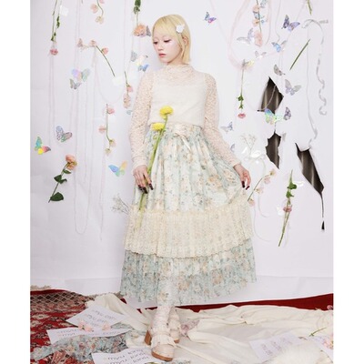 1h可退 日本直邮myu:loret 女士花卉蕾丝层叠长裙 TS291X204