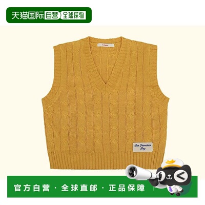 1h可退 日本直邮P:chees 儿童 V领 绞花针织背心 裾部刺绣贴章 18