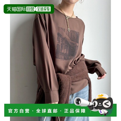 日本直邮DOUDOU 女装 前後兩穿攝影印花喬其紗上衣 DD【付后1h可