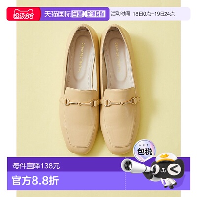 日本直邮Oriental Traffic 方形鞋头双扣乐福鞋 [31112 OR526BW00