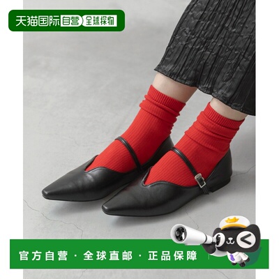 日本直邮Menue 11282 U型剪裁平底单鞋 1020黑色PU女鞋休闲鞋玛