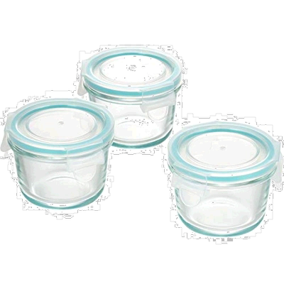 【日本直邮】吉川玻璃储存容器150ml*3个装迷你圆形3点锁扣式