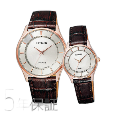 日本直邮 西铁城系列配对手表小牛皮表带玫瑰金西铁城系列 BJ6482