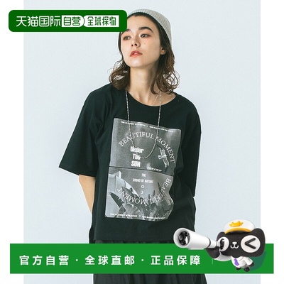 1h可退 日本直邮GENE HEAVENS 女装 棉质宽松摄影图案T恤 白黑2色