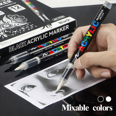 Art highlighter pen, soft tipped marker pen黑卡高光记号笔