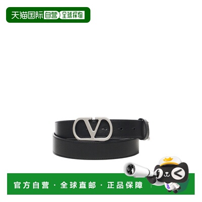 1h可退 香港直邮VALENTINO 男士腰带 YT0SM3UPC0NO CO 黑色 徽标