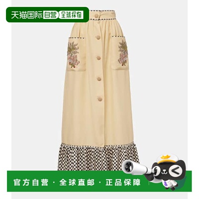 香港直邮valentino 华伦天奴 女士 Plus De Pois 刺绣长款半身裙