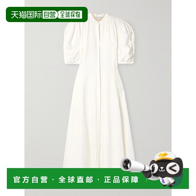 1h可退 香港直邮Gabriela Hearst 女士 Arabella 细褶亚麻长款连