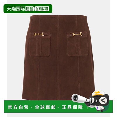 1h可退 香港直邮RIXO 女士 Wiley 绒面革迷你半身裙 brown棕色 舒