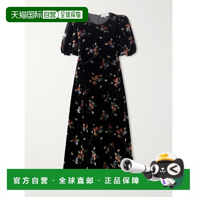 SEA 海洋 女士 Leda 花朵图案天鹅绒中长连衣裙 AW26102