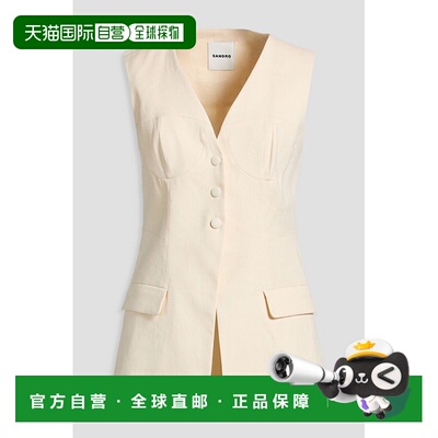 香港直邮Sandro 女士 亚麻混纺斜纹布背心 SFPVE01141ECRU