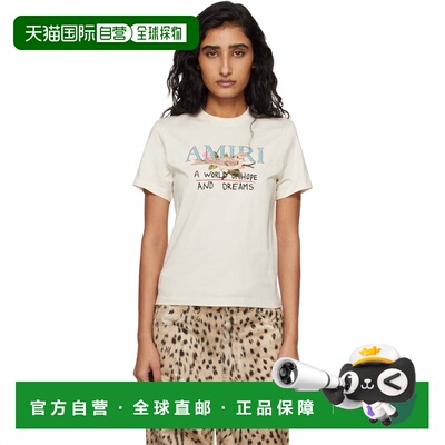 香港直邮AMIRI 女士 灰白色 Hope And Dreams T恤 AWTOJR1044