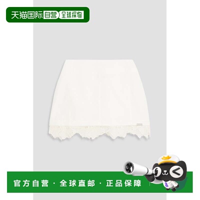 1h可退 香港直邮Simkhai 女士 蕾丝边棉混纺罗缎迷你半身裙 42530