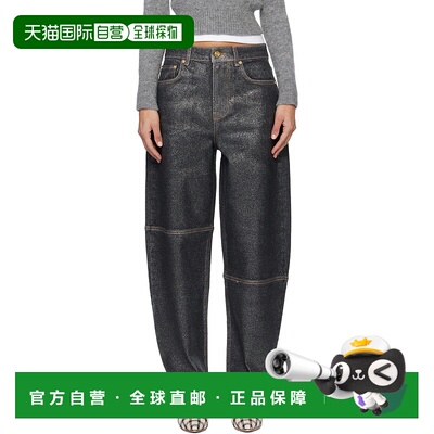 1h可退 香港直邮GANNI 甘尼 女士 黑色 Shimmery Foil Stary 牛仔