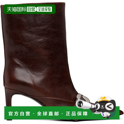 1h可退 香港直邮Coperni 女士 棕色 Ankle Heeled Belt 踝靴 COPS