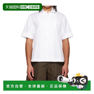 香港直邮SACAI 男士衬衫 2603980M151 SS2026 白色 翻领短袖衬衫