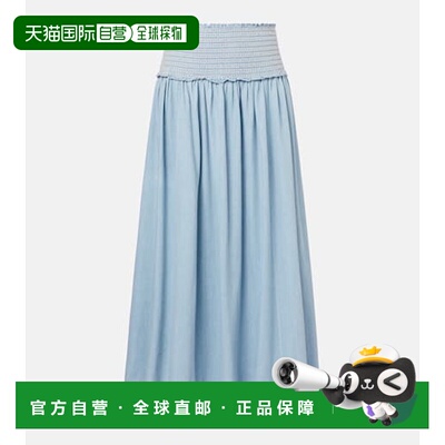 1h可退 香港直邮ZIMMERMANN 女士 Ascension 抽褶牛仔中长半身裙