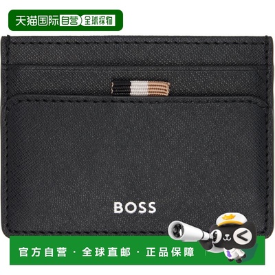 1h可退 香港直邮BOSS 波士 男士 黑色 Foil-Embossed Logo 卡包 5