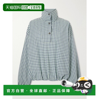 香港直邮Marni 玛尼 女士 褶皱格纹棉质衫 TTMA0461S1UTC692