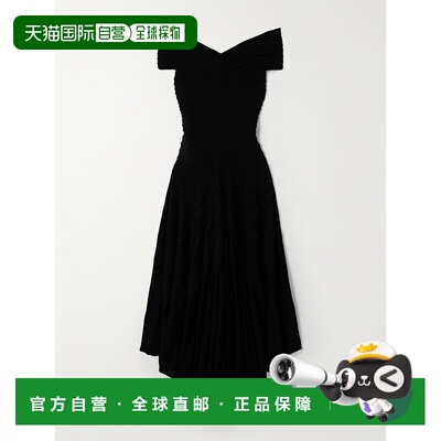 1h可退 香港直邮Alaia 女士 露肩不对称罗纹羊毛中长连衣裙 AA9R2