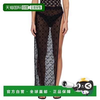 香港直邮Marine Serre 女士 黑色 Moonogram Meshflock 半身裙 WB