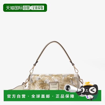 1h可退 欧洲直邮FENDI Baguette® - 银色和金色刺绣包