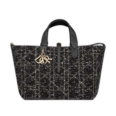 欧洲直邮自营 DIOR/迪奥黑色粗花呢藤格纹中号Dio【付后1h可退】