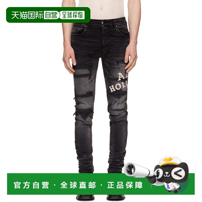 1h可退 香港直邮AMIRI 男士 黑色 Hollywood Repaired 牛仔裤 AMD