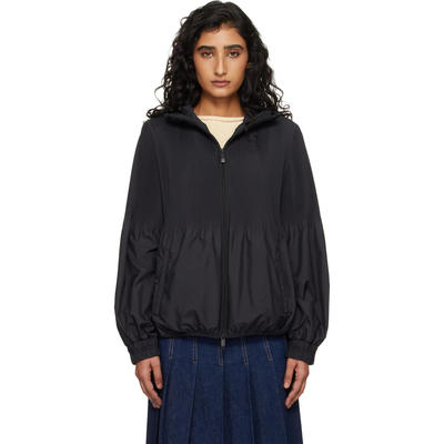 1h可退 香港直邮Moncler 盟可睐 女士 黑色 Anemone Pleated 连帽