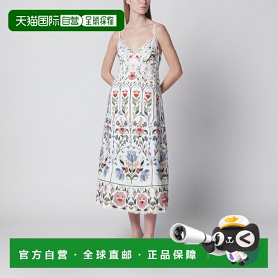 香港直邮FARM RIO 女士 GARDEN 白色亚麻图案中长连衣裙 358185CO