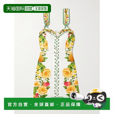 香港直邮FARM RIO 女士 印花亚麻混纺迷你连衣裙 33573925074性感