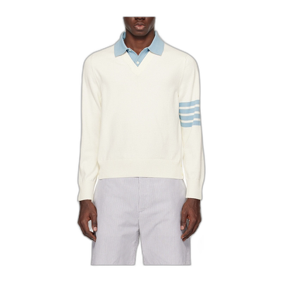 香港直邮Thom Browne 4-Bar 针织长袖 Polo 衫 MKP115AY3036