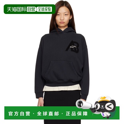 1h可退 香港直邮ANINE BING 女士 黑色 Jaci Letterman 连帽衫 A0