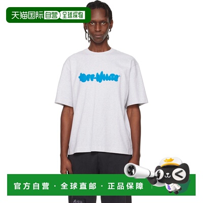 1h可退 香港直邮off-white 男士 灰色 Puffy Type Skate T恤 OMAA