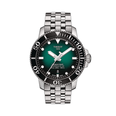 自营欧洲直邮TISSOT/天梭 SEASTAR系列 男士绿色/黑色表盘自动机4