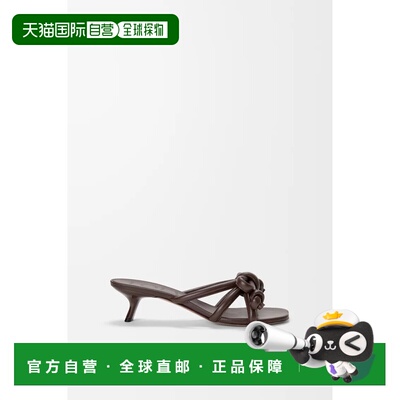 自营欧洲直邮LOEWE罗意威 Flamenco Knot女士深棕色小羊皮凉鞋