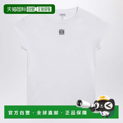香港直邮LOEWE 罗意威 女士 Small-fit 白色棉混纺T恤 S359Y22XA7