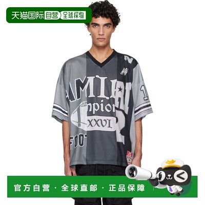 1h可退 香港直邮AMIRI 男士 灰色 Spliced Oversized Mesh T 恤 A