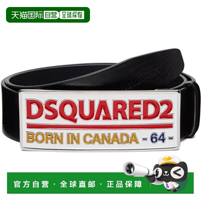 1h可退 香港直邮Dsquared2 二次方 男士 黑色徽标牌腰带 BEM07111