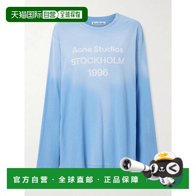 1h可退 Acne Studios 艾克妮 女士 蓝色 Sprayed 1996 Logo T恤 C