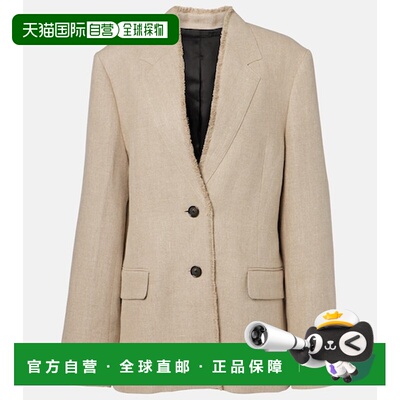 香港直邮toteme 女士 磨破亚麻西装外套 beige米色 舒适时尚