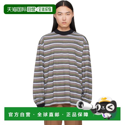 香港直邮Marni 玛尼 男士 多色条纹 T恤 HUJY0242S0UTC681STB44CO