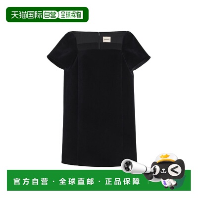 1h可退 香港直邮KHAITE 女士 Benji 天鹅绒迷你连衣裙 black黑色