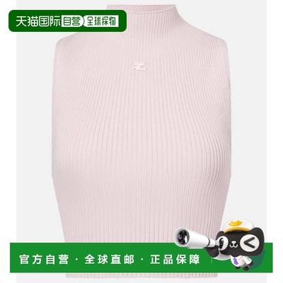 1h可退 香港直邮Courreges 女士 罗纹棉质羊毛背心上衣 pink粉色
