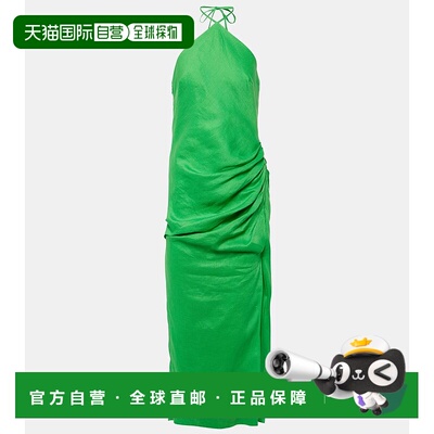 1h可退 香港直邮Simkhai 女士 Hansel 挂脖亚麻中长连衣裙 001397