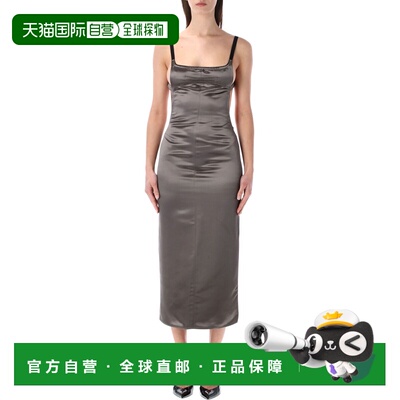 1h可退 香港直邮The Attico 女士 ATTICO 灰色缎面中长连衣裙 WCW