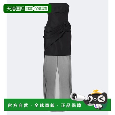 香港直邮CAROLINA HERRERA 女士 真丝罗缎欧根纱抹胸礼服