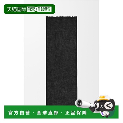 自营1h可退 欧洲直邮LOEWE/罗意威 女士黑色羊绒/小牛皮围巾