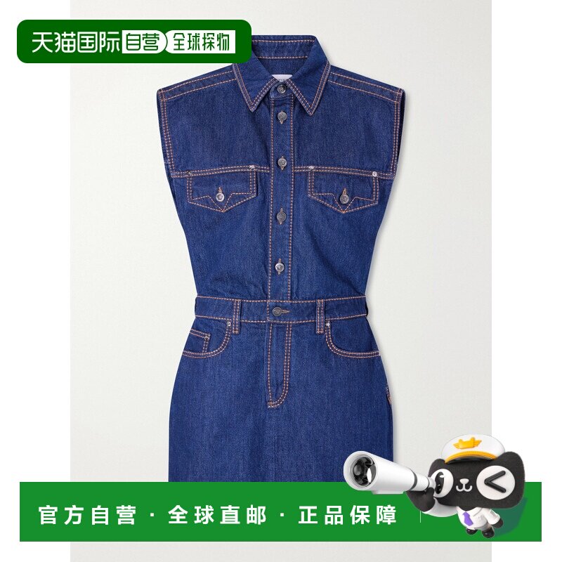 1h可退 versace 范思哲 女士 拼接牛仔迷你连衣裙 10260051A18730