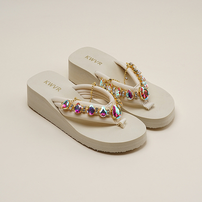 凉拖鞋休闲鞋沙滩鞋女ins甜美2026增高防滑花朵厚底外穿人字拖坡